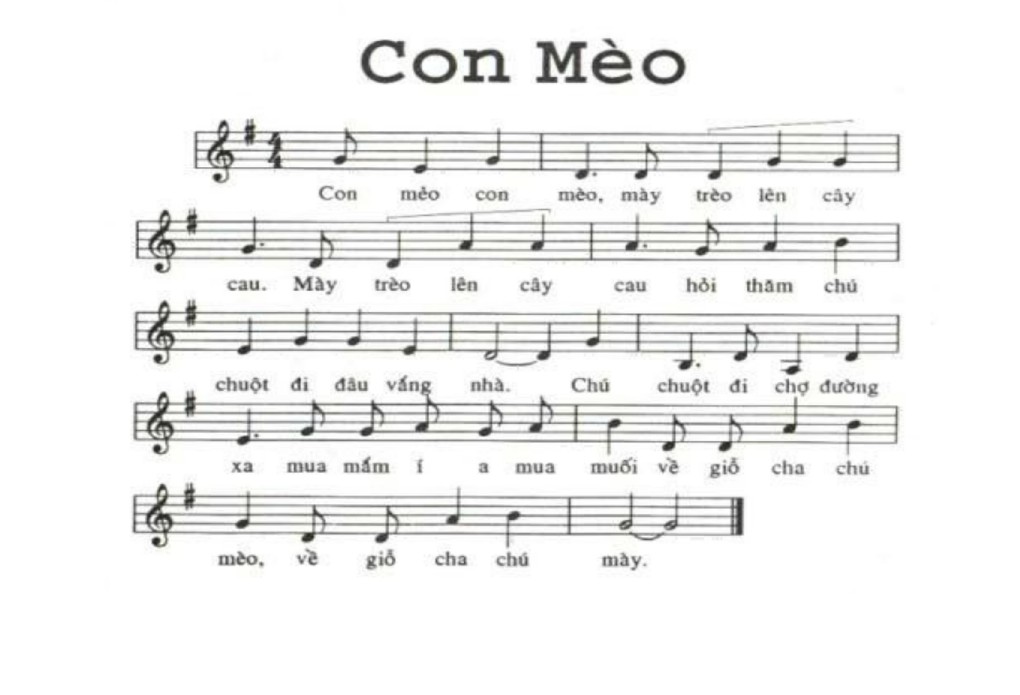 Sheet: Nốt nhạc và lời - Con mèo - Sheet nhạc | Nốt nhạc | Hợp âm - VN ...