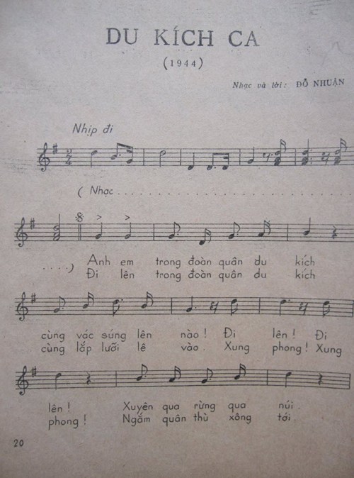 Sheet: Nốt nhạc và lời - Du kích ca - Đỗ Nhuận - Sheet nhạc | Nốt nhạc ...