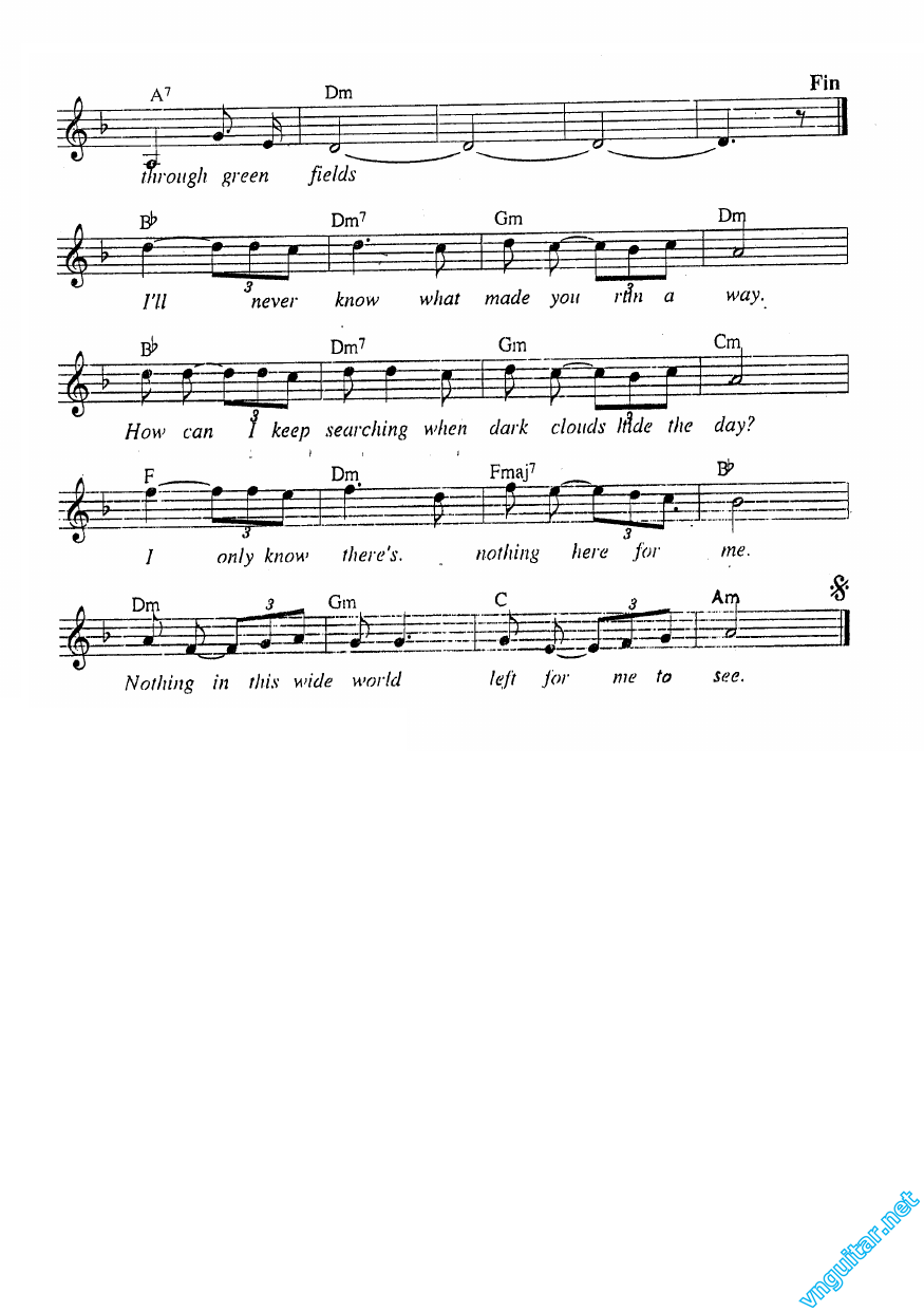 Sheet: Notes & chords - Green fields - The Brothers Four - Sheet nhạc ...