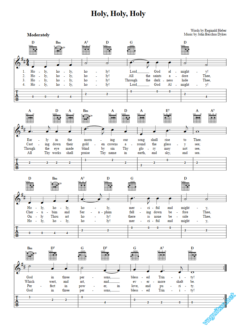 Sheet: Notes & chords - Holy, Holy, Holy - Sheet nhạc | Nốt nhạc | Hợp ...