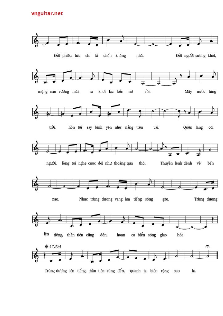 Sheet: Nốt nhạc và lời - Lênh đênh - Lê Văn Tú - Sheet nhạc | Nốt nhạc | Hợp âm - VN Guitar