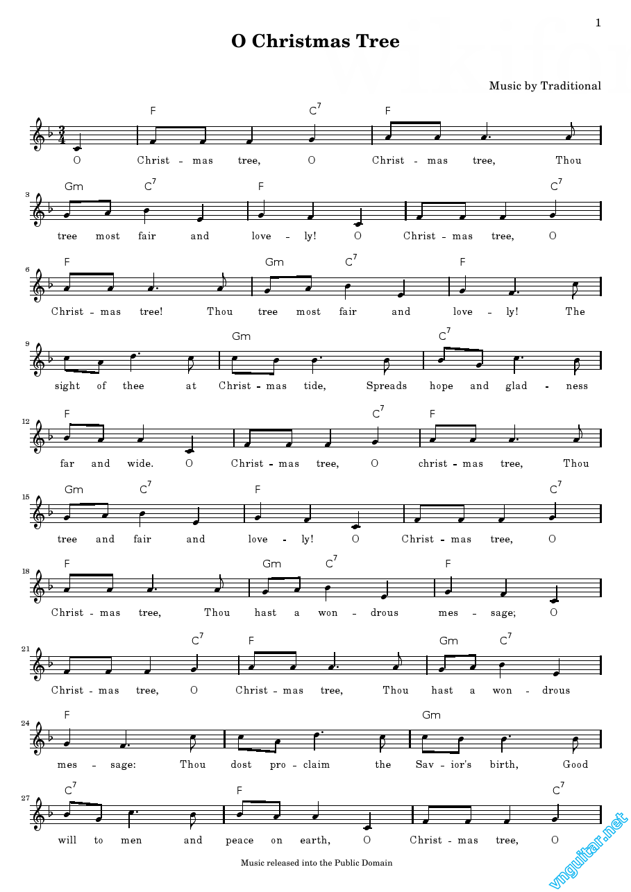 Sheet: Notes & chords - O Christmas Tree - Traditional - Sheet nhạc ...