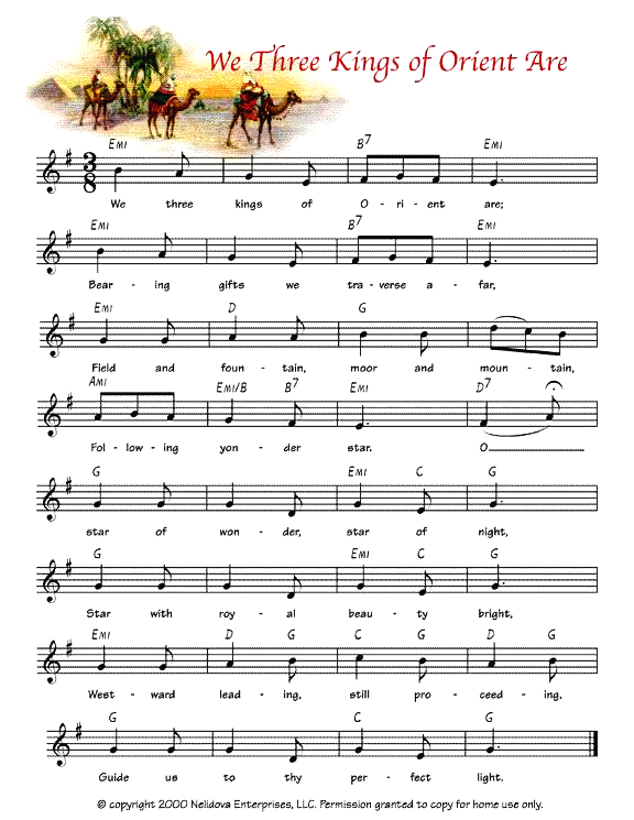Sheet: Notes & chords - We three kings of Orient are - Sheet nhạc | Nốt ...